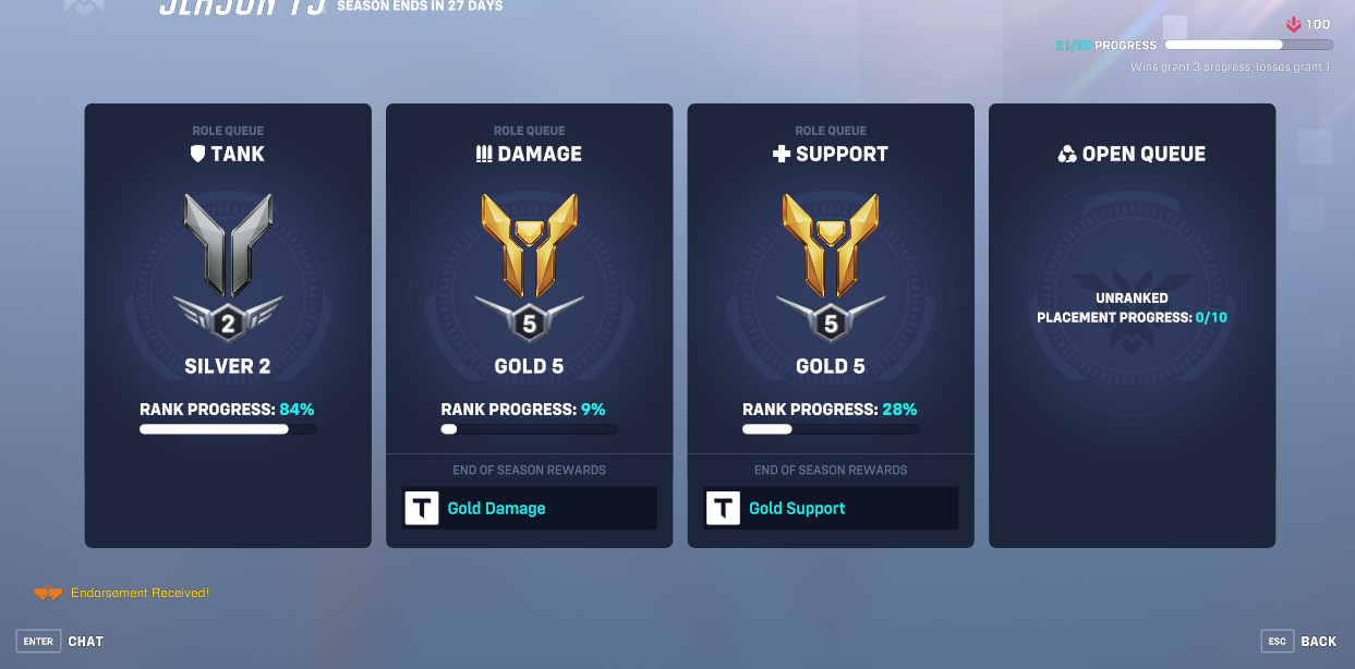 Overwatch 2| Stacked Account| Triple Rank| SILVER Tank| Gold Dps| Gold ...