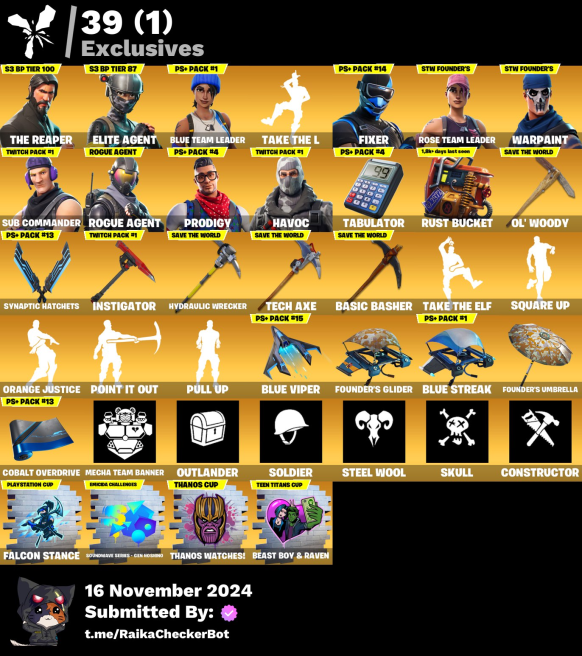 195 skins | OG STW | The Reaper | Elite Agent | Blue Team Leader | Take ...