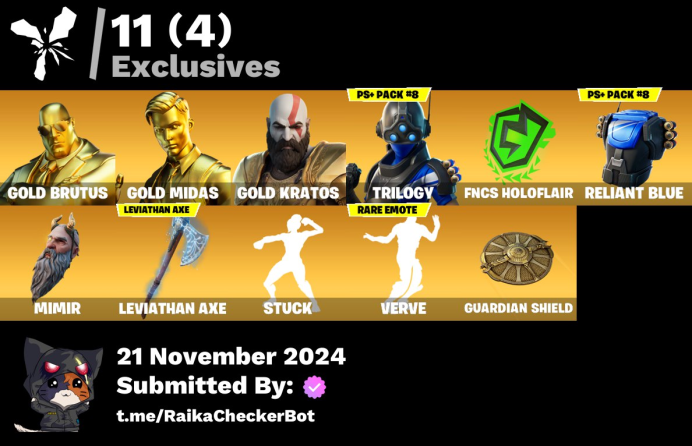 120 skins | Gold Brutus | Gold Midas | Gold Kratos | Trilogy | Fusion ...