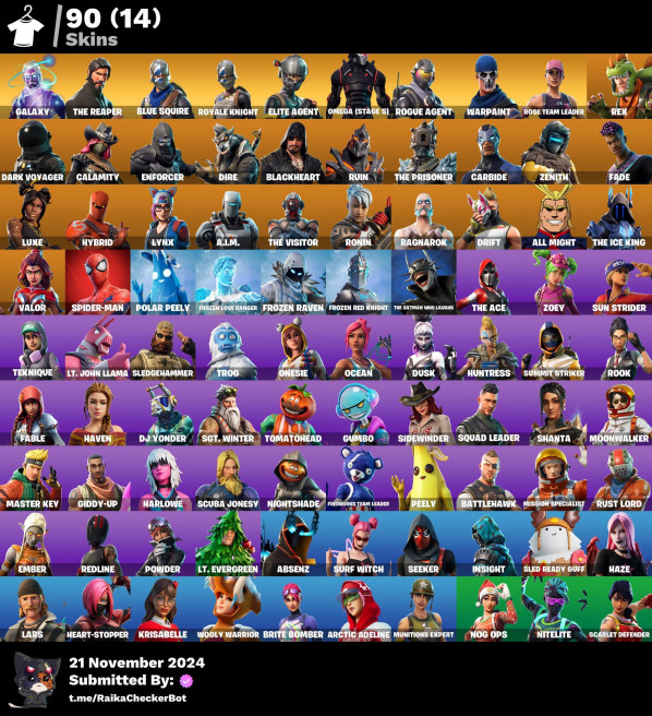 90 skins | OG STW | Galaxy | The Reaper | Blue Squire | Royale Knight ...