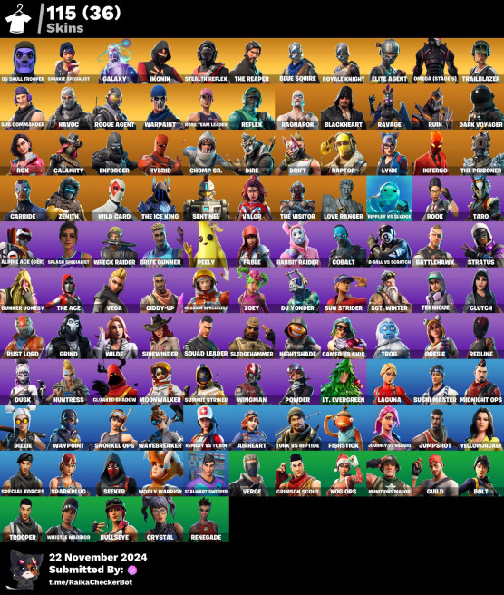 115 skins | OG STW | Og Skull Trooper | Sparkle Specialist | Galaxy ...