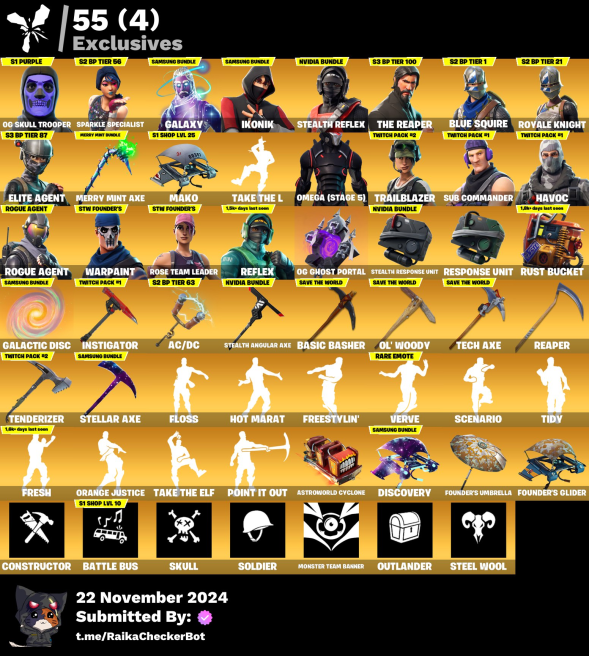 115 skins | OG STW | Og Skull Trooper | Sparkle Specialist | Galaxy ...