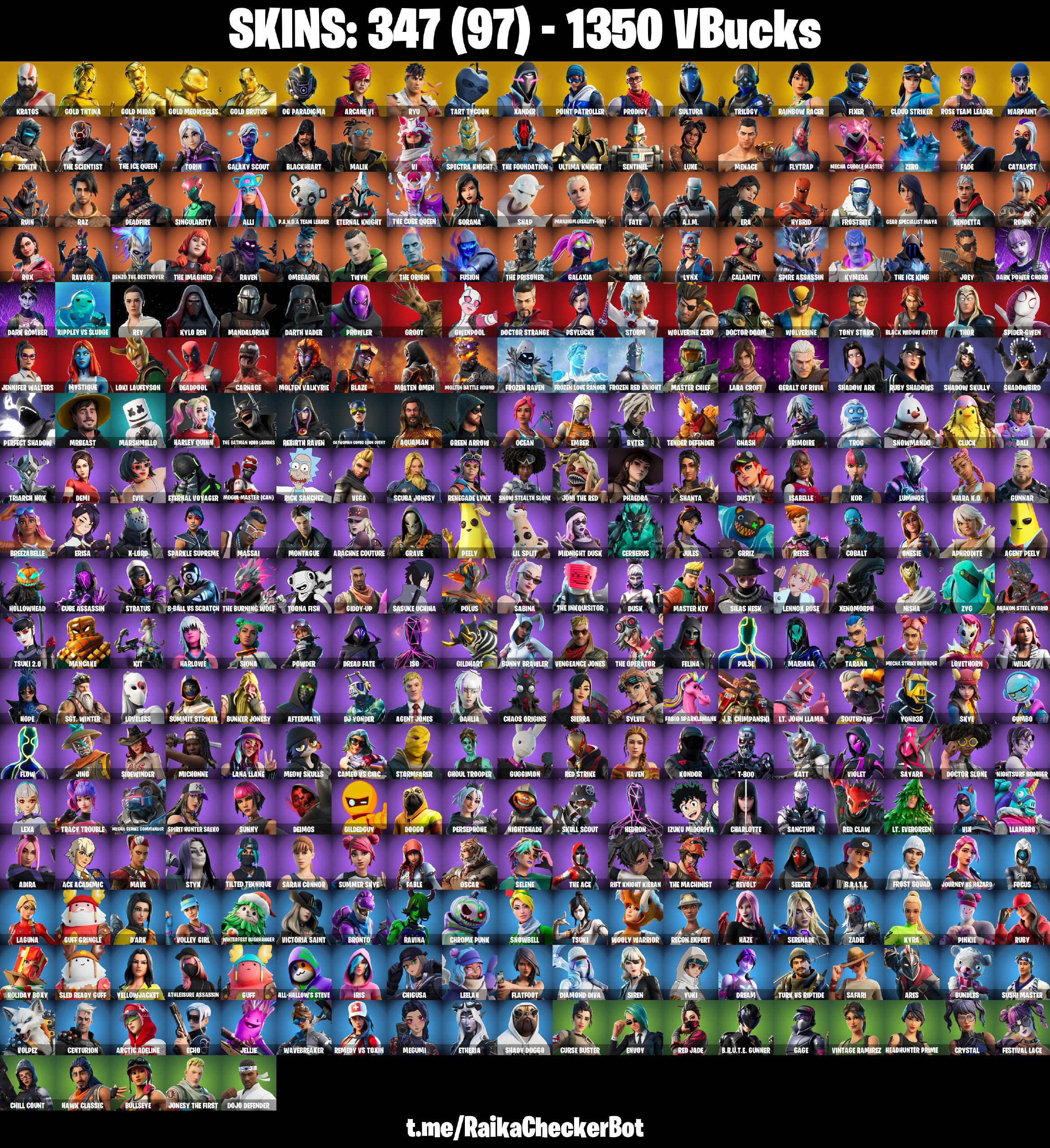 [PC] 347 SKINS | OG STW | KRATOS | MASTER CHIEF | GOLD TNTINA | GOLD ...