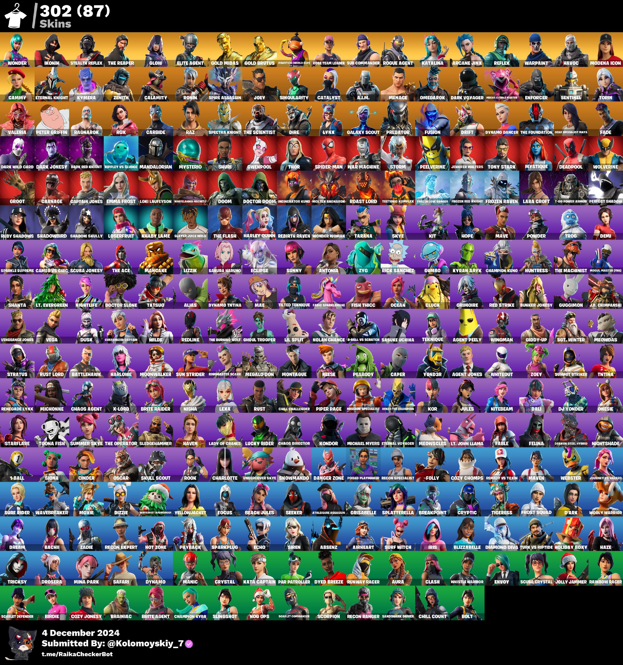 [PC] 302 skins | Wonder | IKONIK | Stealth Reflex | The Reaper | OG STW ...