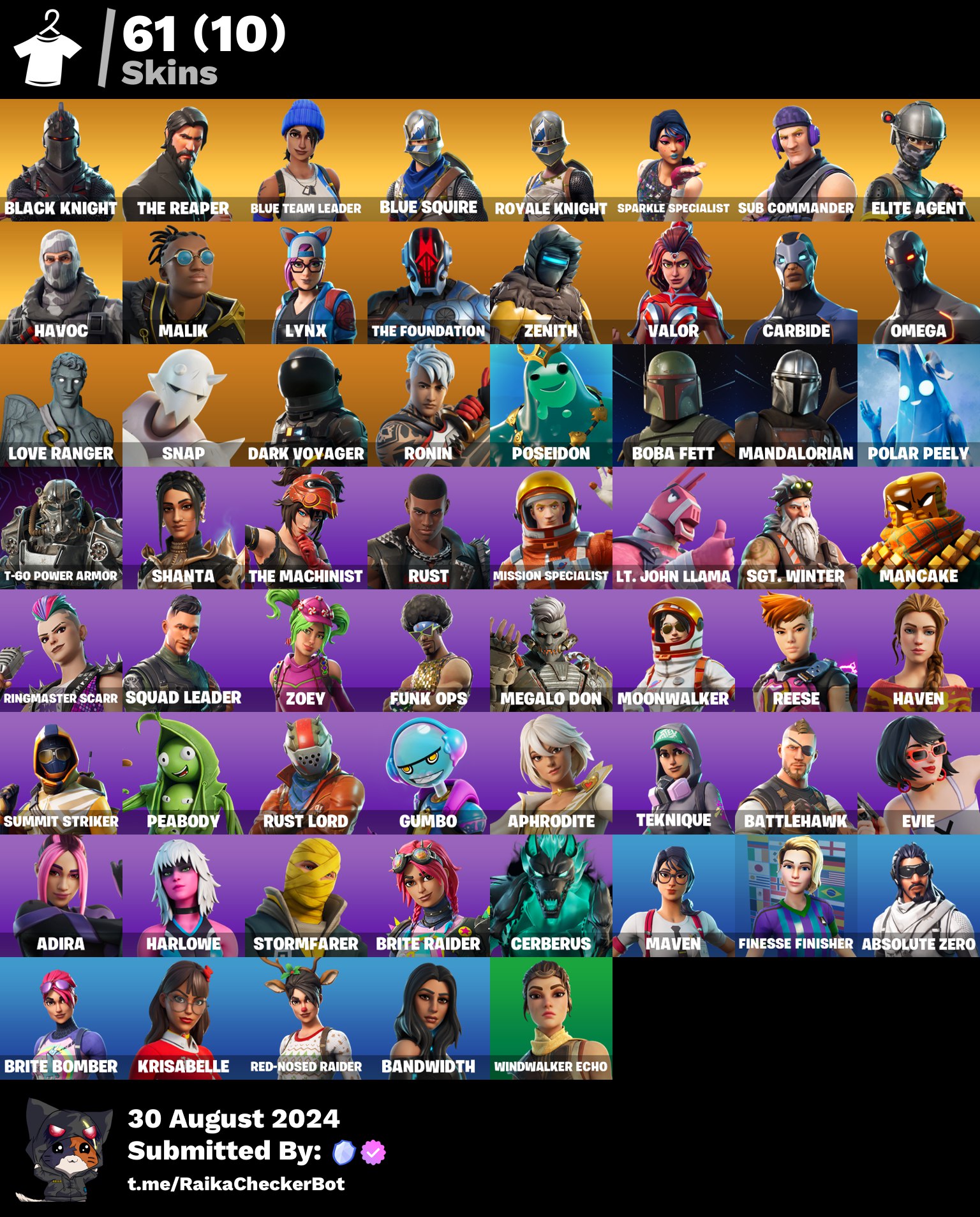 PC | 61 Skins | Black Knight, The Reaper, Blue Team Leader, Blue Squire ...