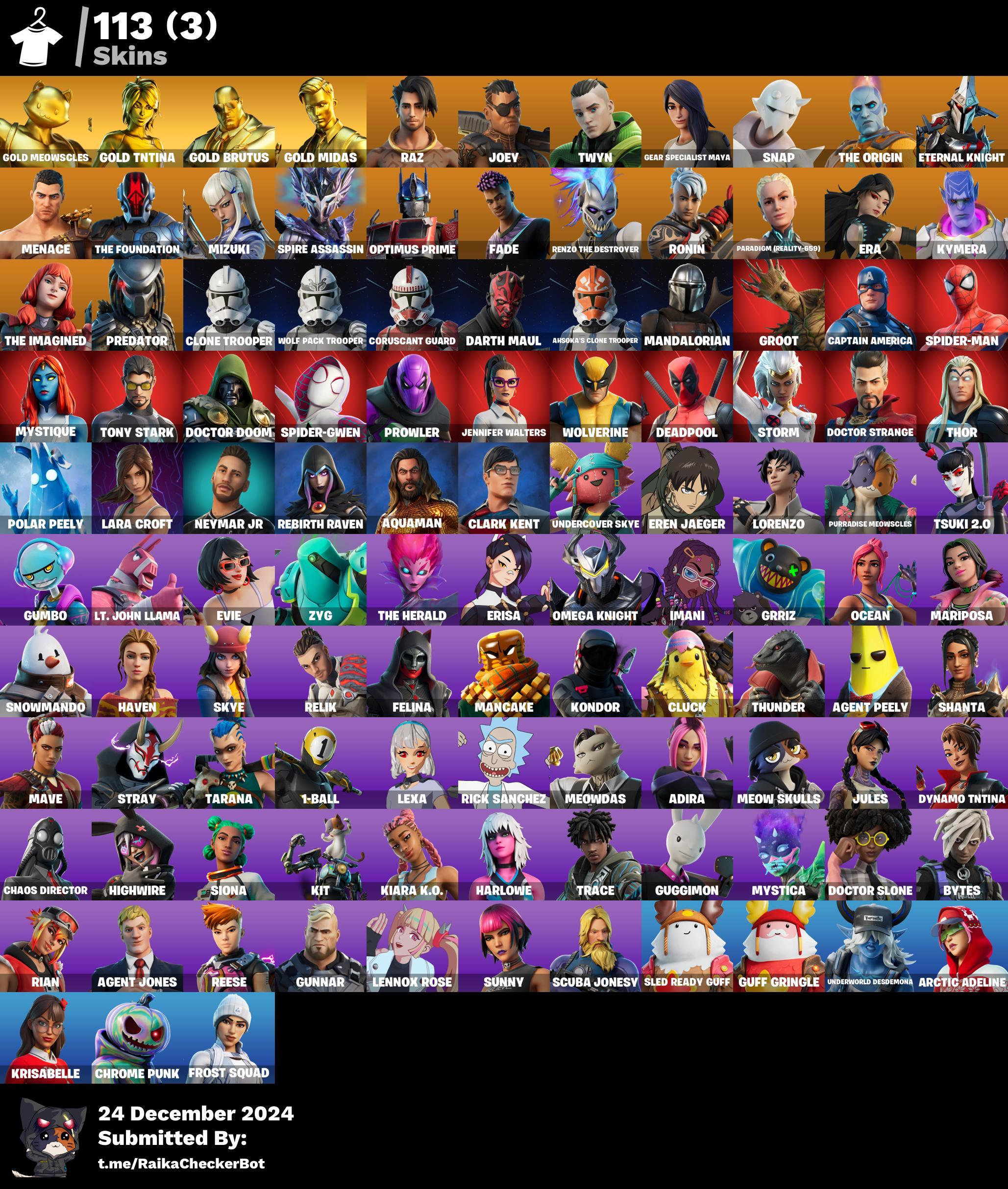 113 skins | Gold Meowscles | Gold TNTina | Gold Brutus | Gold Midas ...