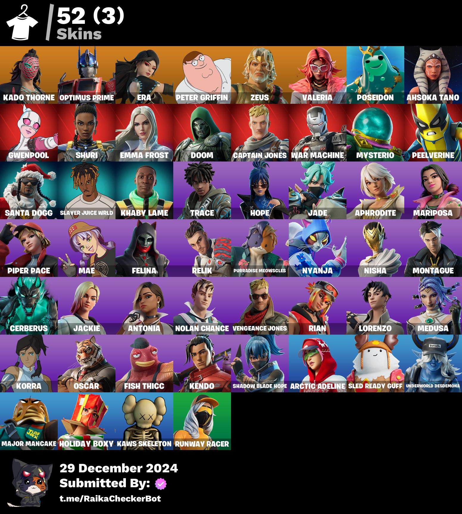 [PC] 52 skins | Gift Thorne | Optimus Prime | Era | Peter Griffin ...