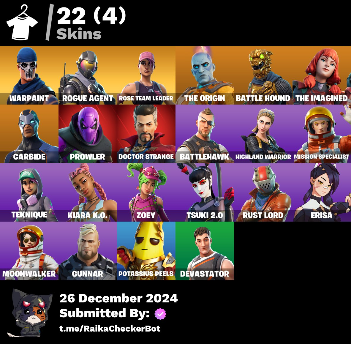 22 skins | OG STW | Take The L | Rogue Agent | The Origin | Battle ...