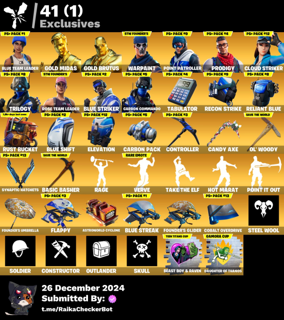 147 skins | OG STW | Blue Team Leader | Gold Midas | Gold Brutus ...