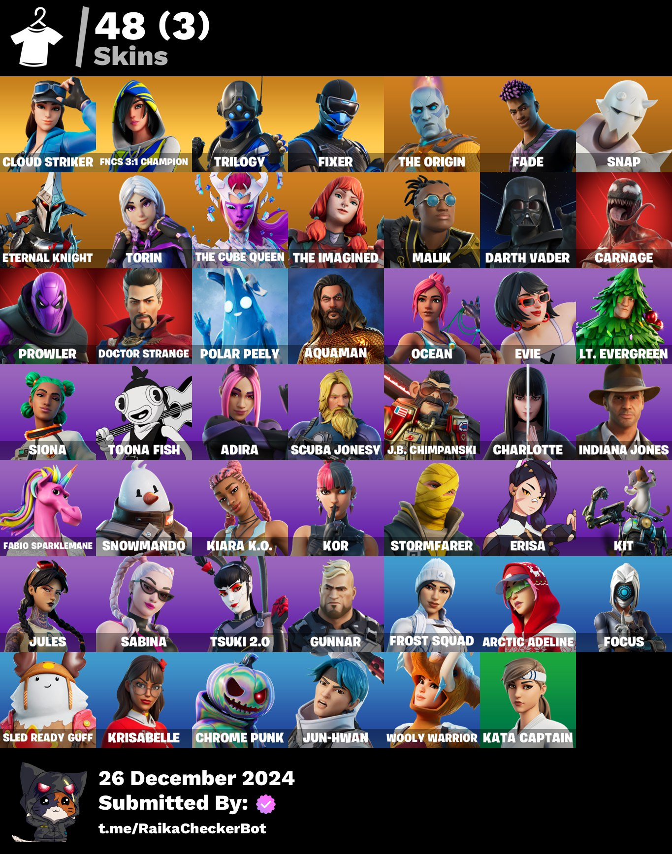 48 skins | Cloud Slayer | champion fncs 3: 1 | trilogie | fixateur ...