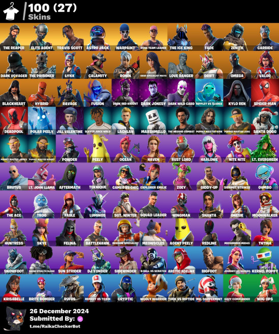 100 skins | OG STW | The Reaper | Elite Agent | Travis Scott | Astro ...