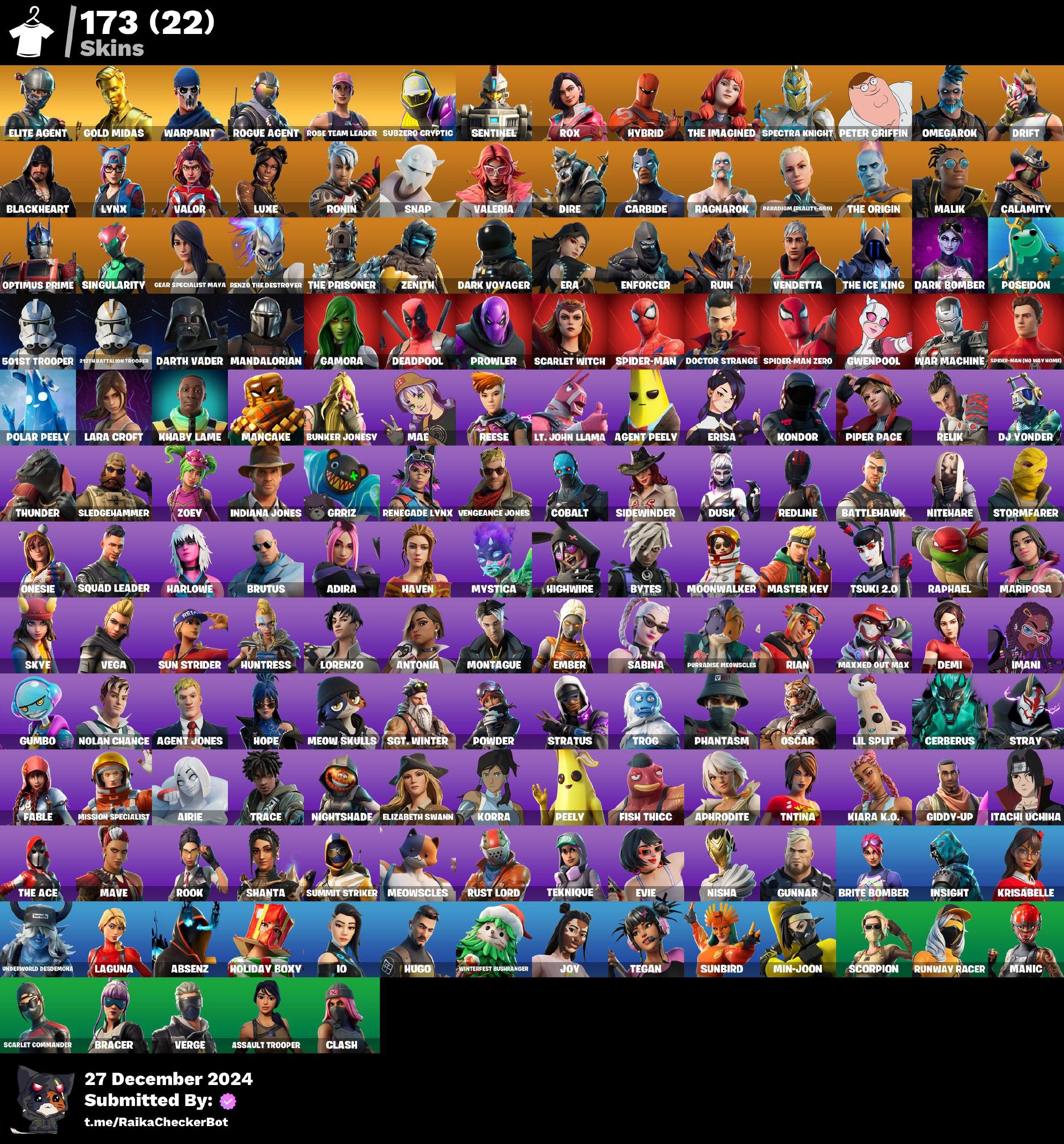 173 skins | OG STW | Elite Agent | Take The L | Gold Midas | Rogue ...