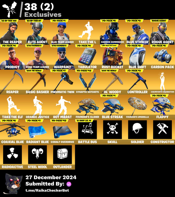 53 skins | OG STW | The Reaper | Elite Agent | Blue Team Leader | Take ...