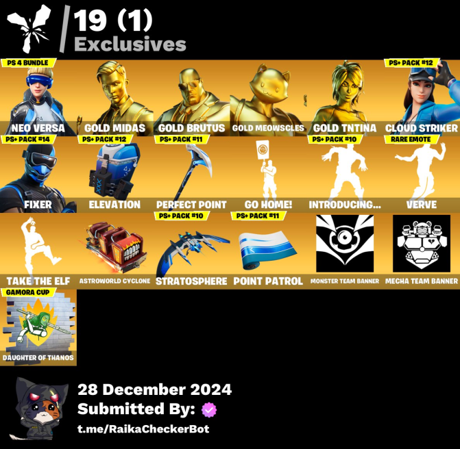 115 skins | Neo Versa | Gold Midas | Gold Brutus | Gold Meowscles ...