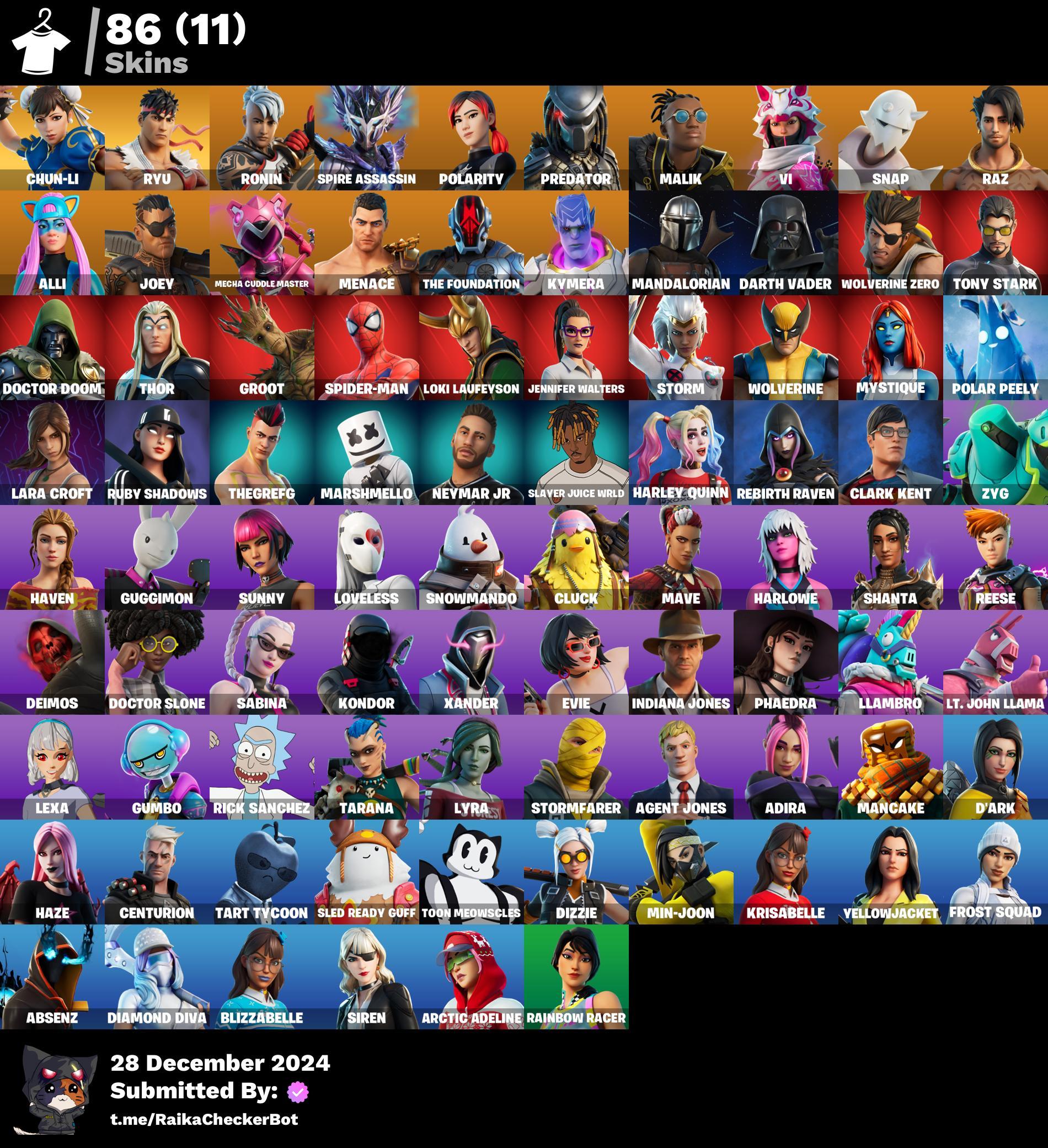 86 skins | Chun-Li | Ryu | Ronin | Spire Assassin | Polarity | Predator ...