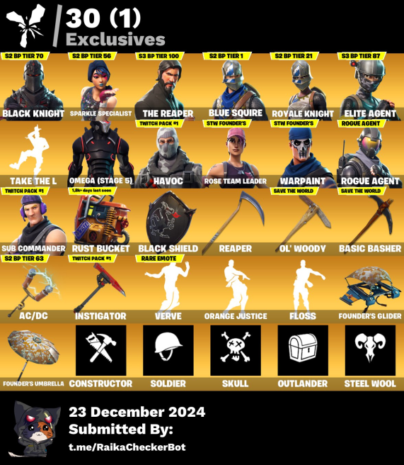 74 skins | OG STW | Black Knight | Sparkle Specialist | The Reaper ...