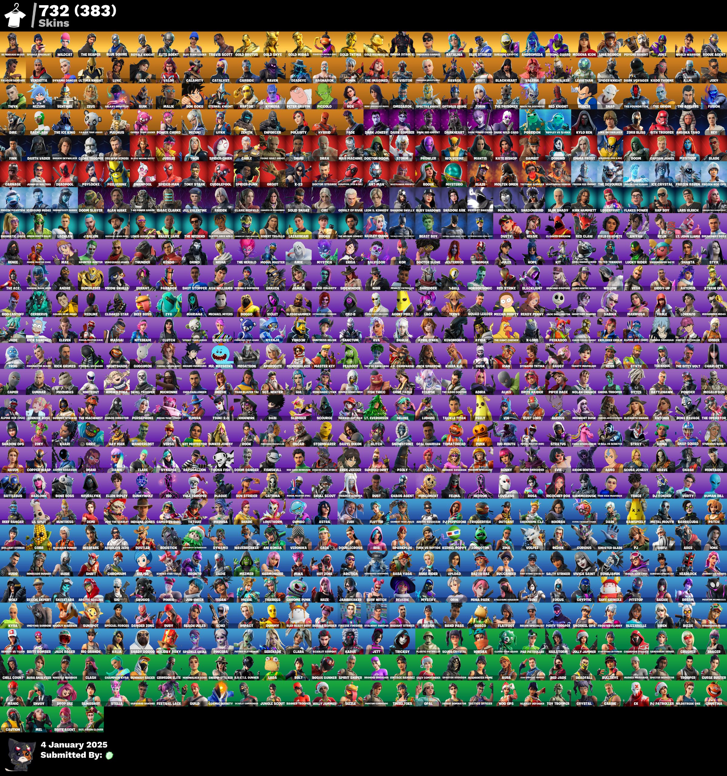 [PC/PSN] 732 SKINS / OG RENEGADE RAIDER / SPARKLE SPECIALIST / WILDCAT ...