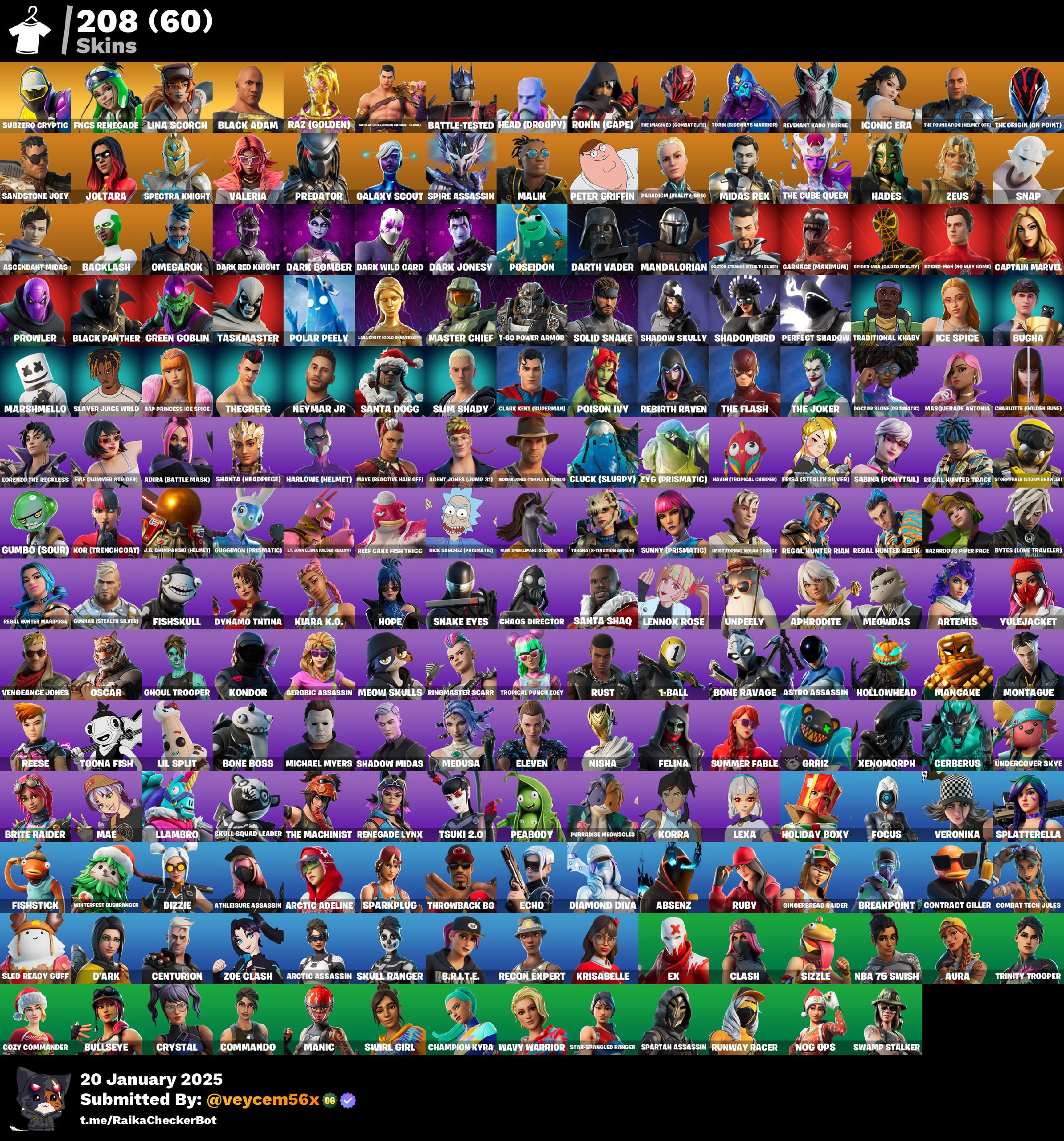 [PC] 208 SKINS | MASTER CHIEF | SUBZERO CRYPTIC | FNCS RENEGADE | LINA ...