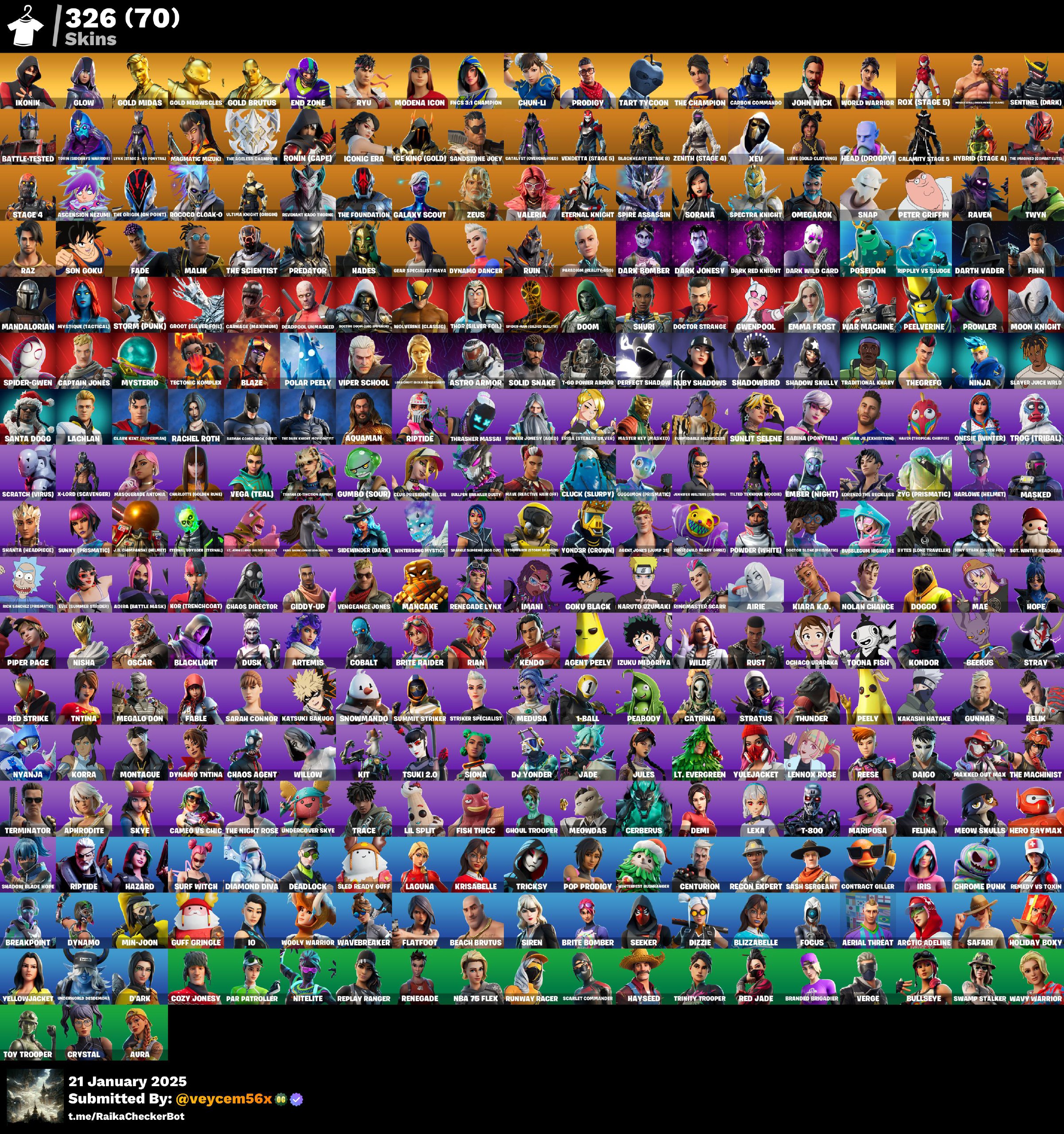 [PC] 326 SKINS | IKONIK | GLOW | GOLD MIDAS | GOLD MEOWSCLES | GOLD ...