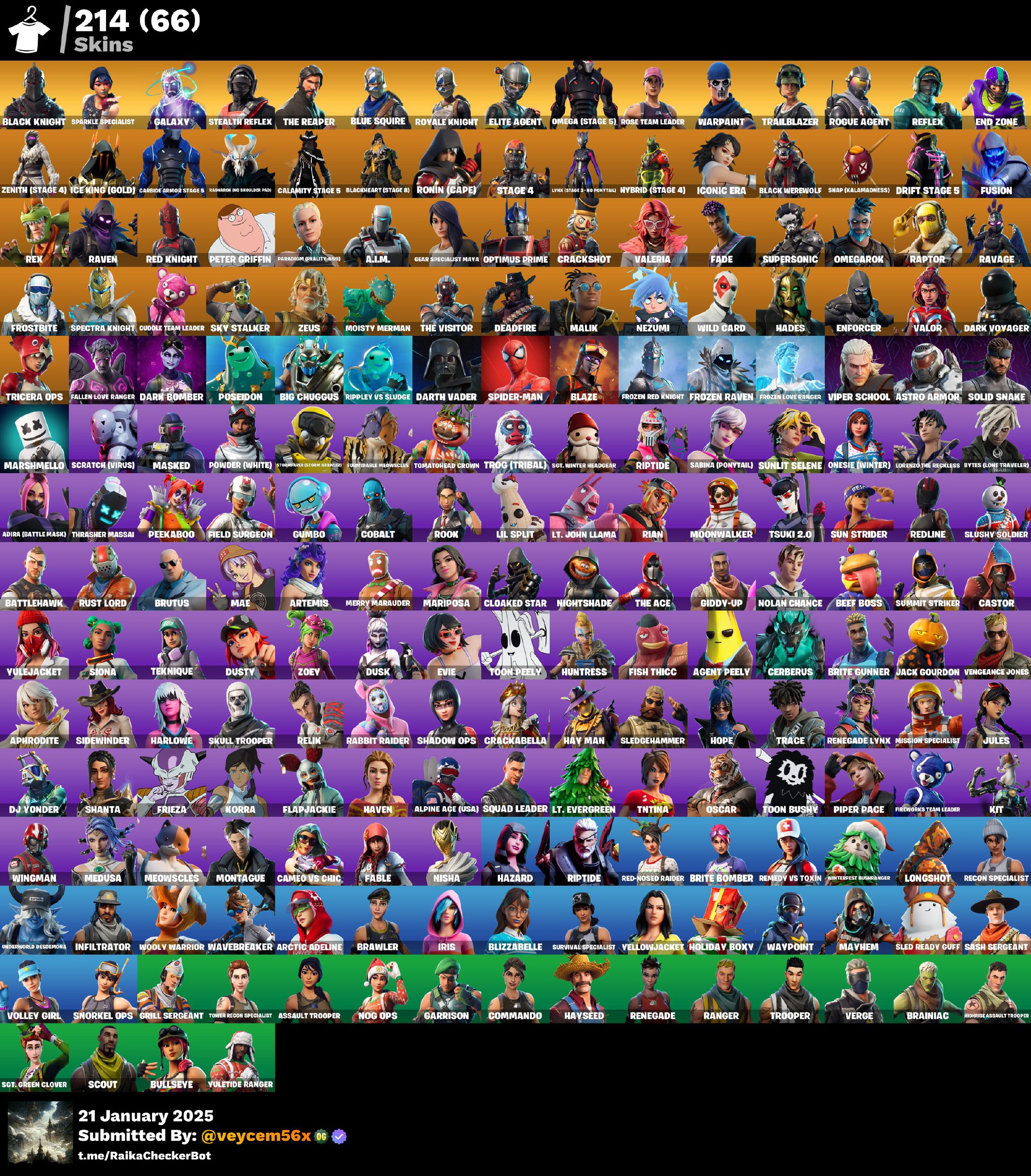[PC] 214 Skins | OG STW | BLACK NIGHT | SPARKLE SPECIALIST | GALAXY ...