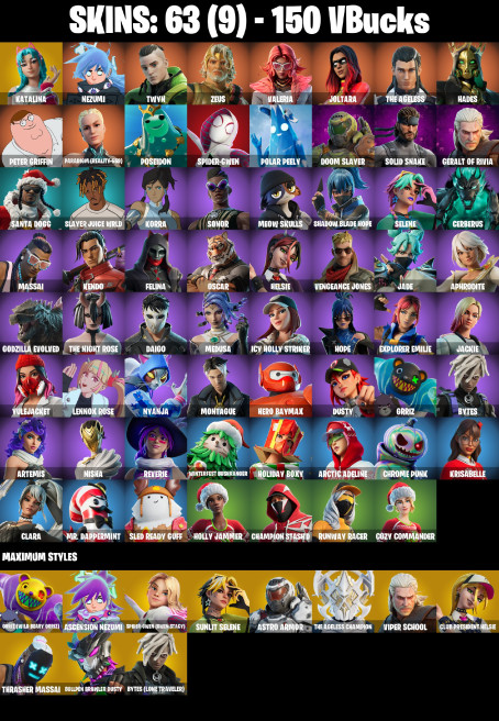 FA | (PC/XBOX) 150 VB) 63 SKINS / KATALINA / NEZUMI / TWYN / ZEUS ...