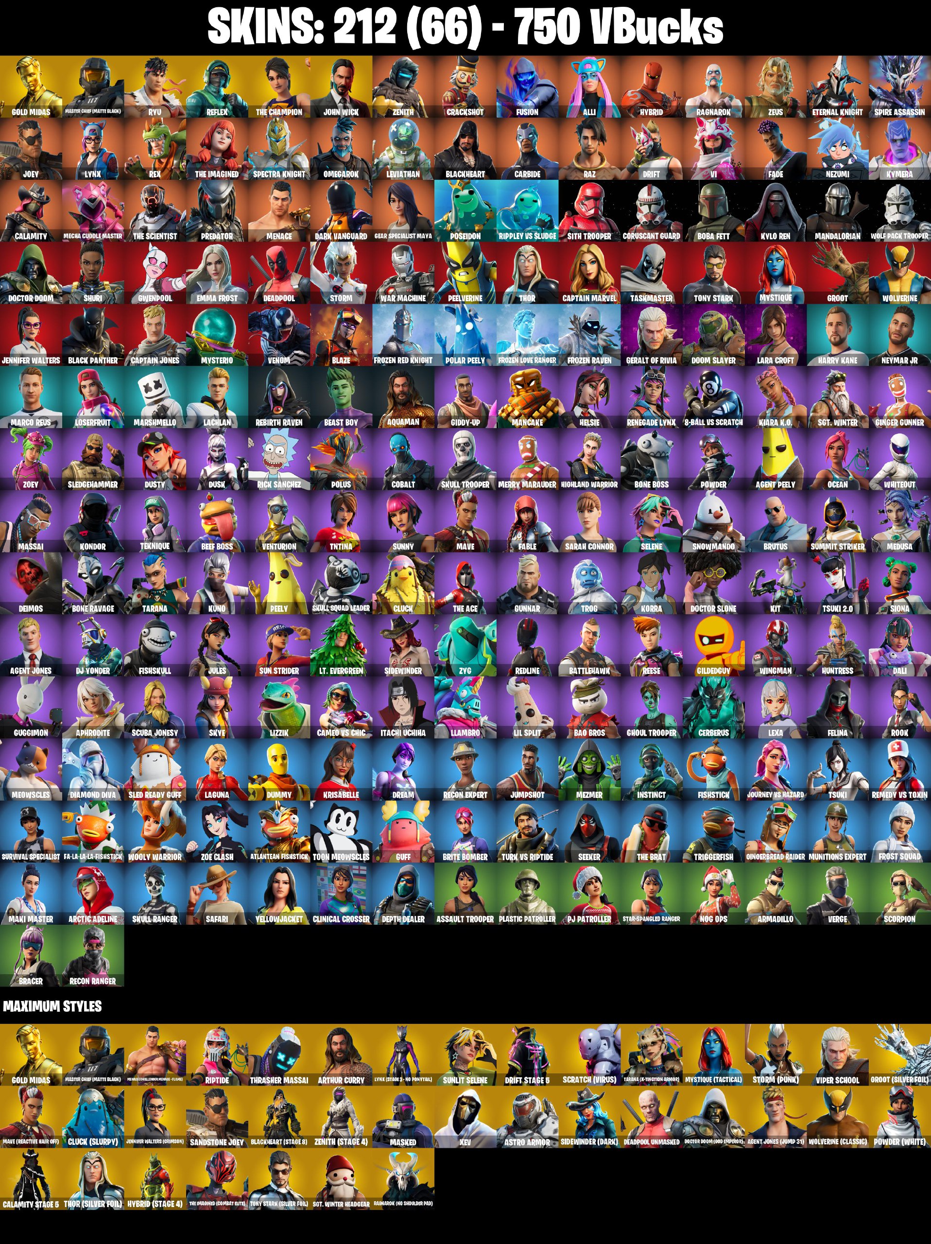 (PC/PSN/XBOX) 750 VB) 212 SKINS / GOLD MIDAS / MASTER CHIEF (MATTE BLACK) / RYU / REFLEX / LE ...