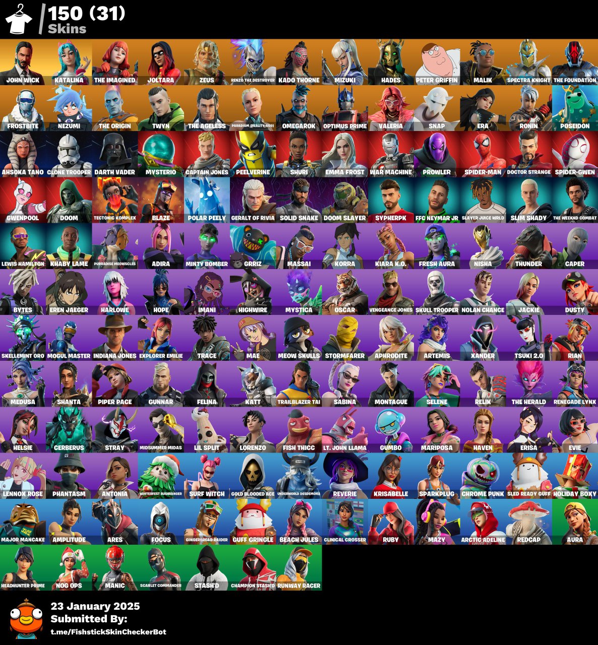 [PC/PSN/XBOX/NINTENDO] 150 Skins | John Wick | Katalina | The Imagined | Joltara | Zeus | Renzo ...