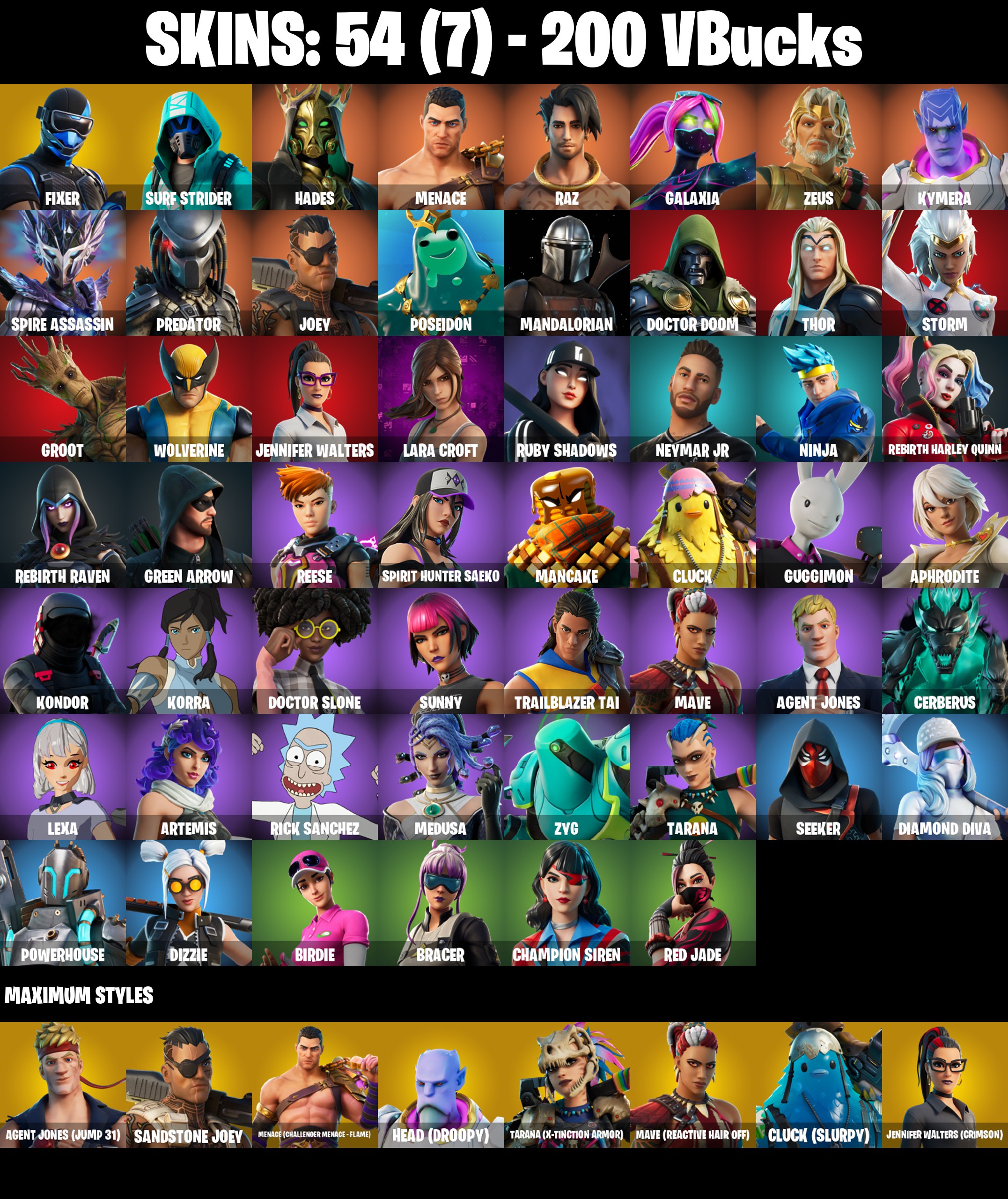 (PC) 200 VB) 54 SKINS / SURF STRIDER / LEVIATHAN AXE / JABBA SWITCHWAY ...