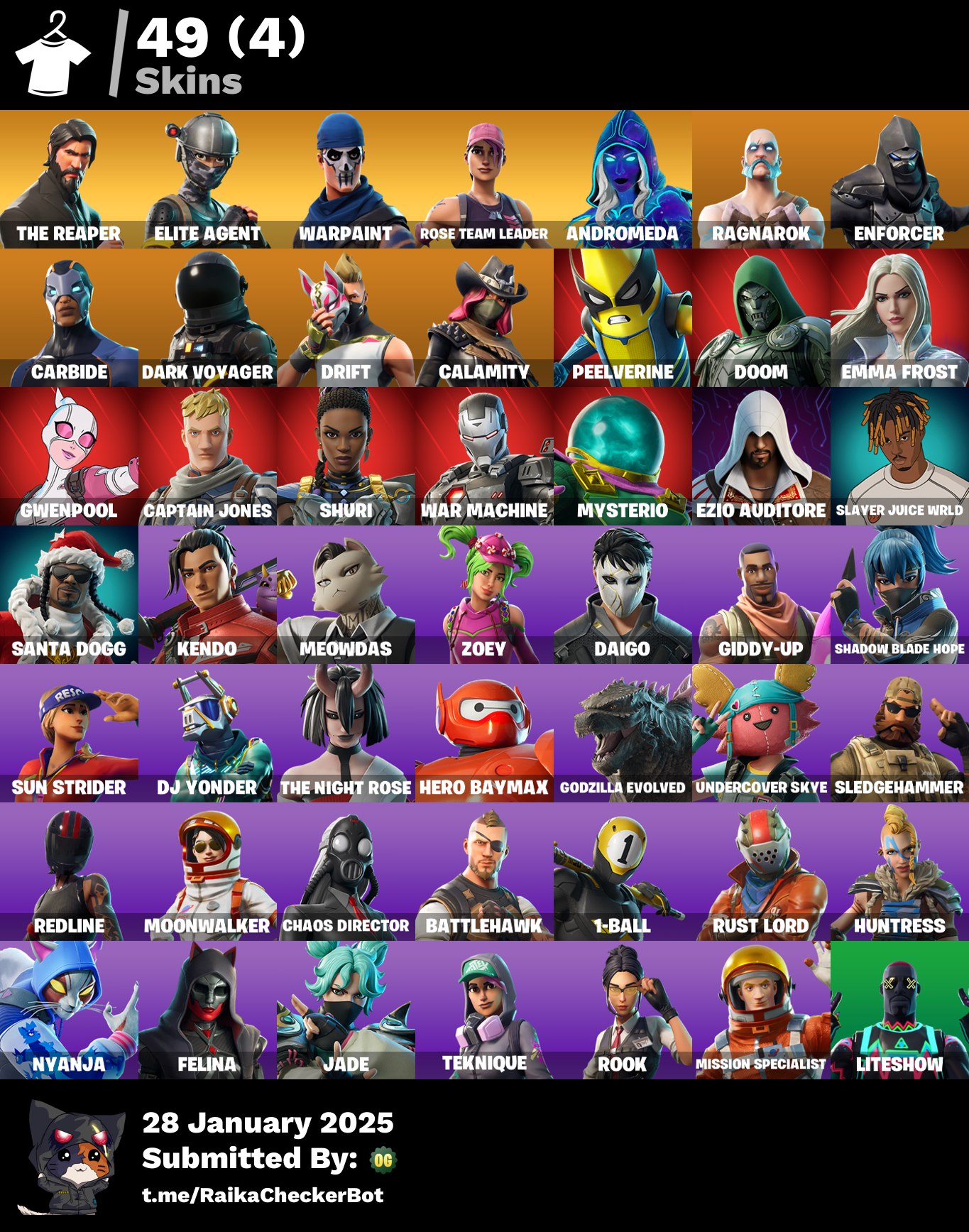 [PC] 49 skins | OG STW | The Reaper | Elite Agent | Take The L | Andromeda | Ragnarok | Enforcer ...