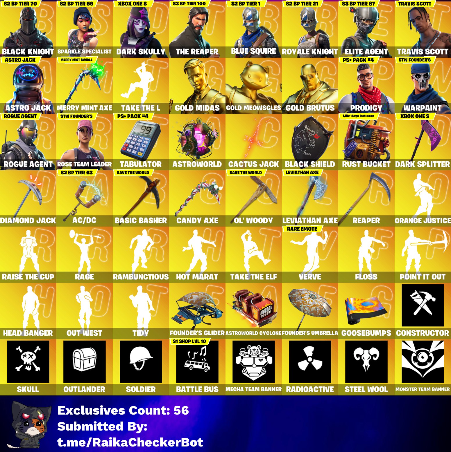 [PC] 245 SKINS | OG STW | BLACK KNIGHT | TRAVIS SCOTT | SPARKLE SPECIALIST | DARK SKULLY | THE ...