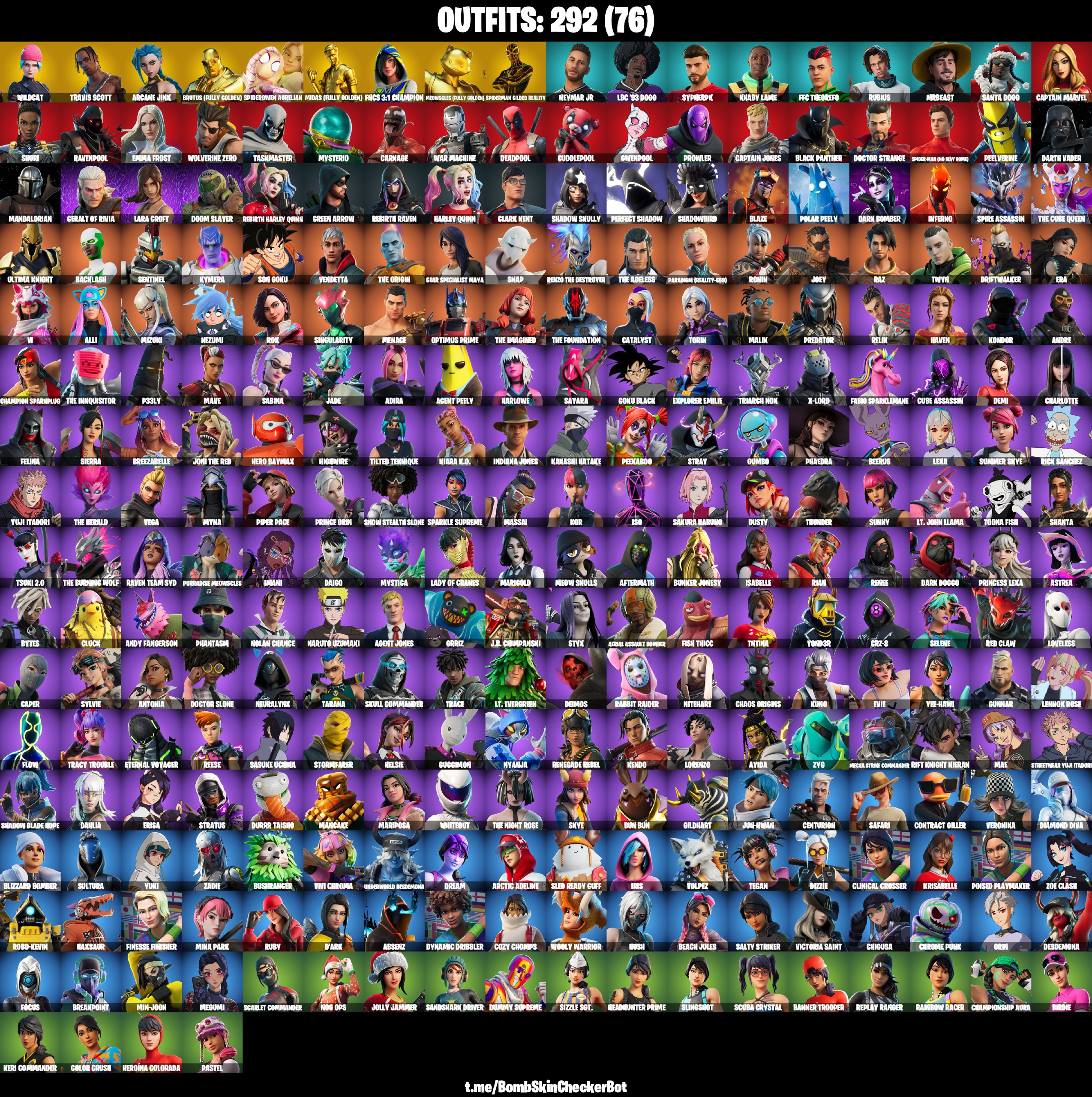 292 SKINS // WILDCAT, TRAVIS SCOTT, LEVIATHAN AXE, MIDAS(FULLY GOLD ...