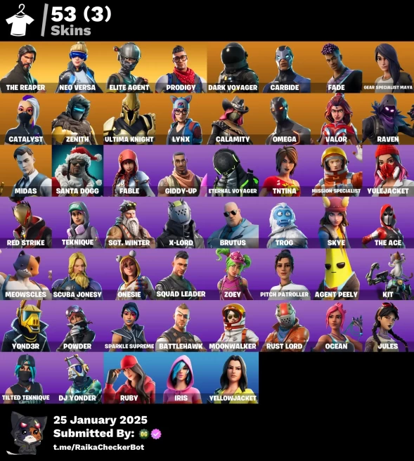 53 skins | XBOX, NINTENDO, PC | The Reaper | Neo Versa | Elite Agent ...