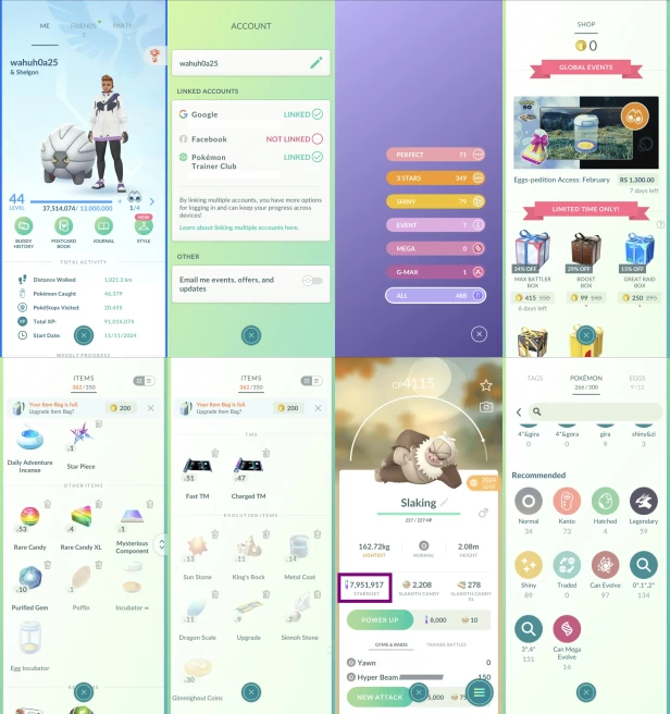 a025# 91M XP 7.9M Dust Lv44, 98IV Legend x4, 2 Shiny Dmax, 3 Shiny ...