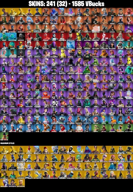 (PC/PSN/XBOX) 1585 VB) 241 SKINS / TRAVIS SCOTT / MAKO / GOLD BRUTUS ...