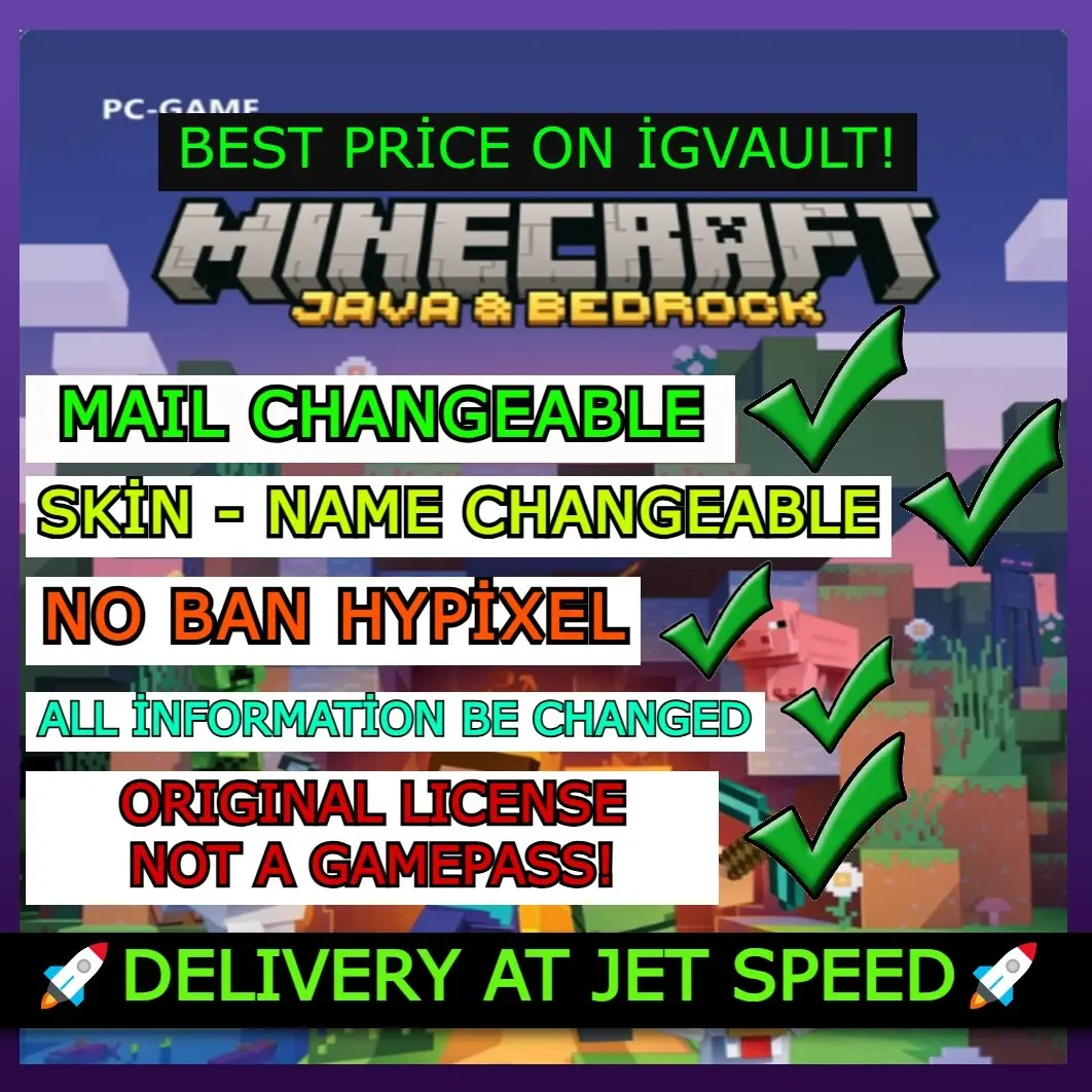 Life Time - Original Licance | MINECRAFT | PREMIUM JAVA+BEDROCK EDITION | Full access | No Ban ...