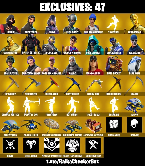 187 skins | OG STW | IKONIK | The Reaper | Glow | Elite Agent | Blue ...