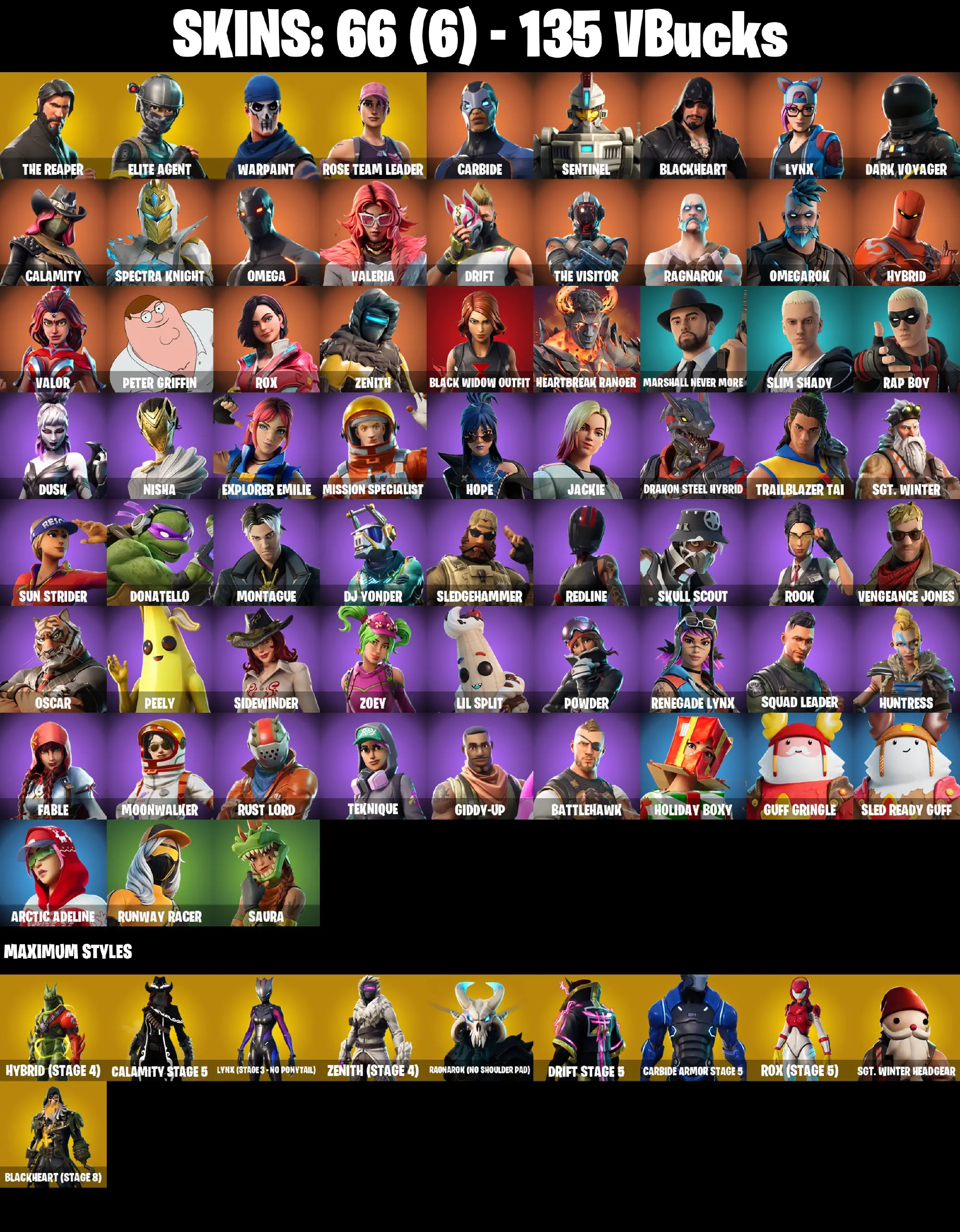 (PC) 135 VB) 66 SKINS / THE REAPER / ELITE AGENT / TAKE THE L / DRIFT ...