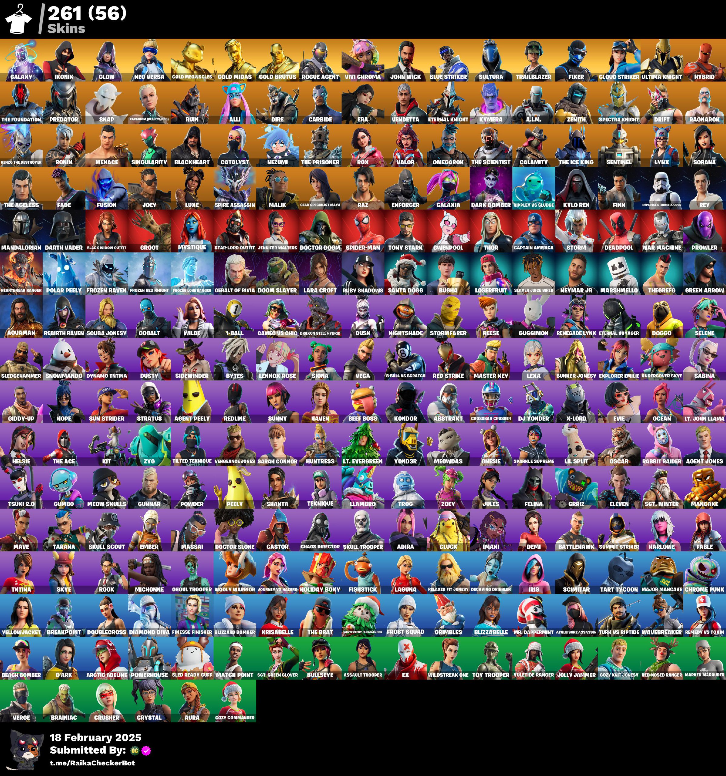 261 skins | Galaxy | IKONIK | Glow | Neo Versa | Merry Mint Axe | Gold ...