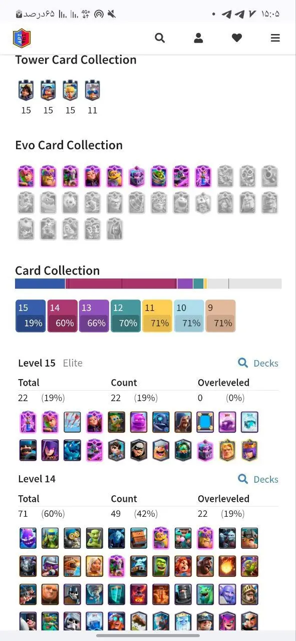 KT15 - Level60 - 71 Card Max - 9 EVO - 22 Elite - 50 lvl14 - 5 Skin ...