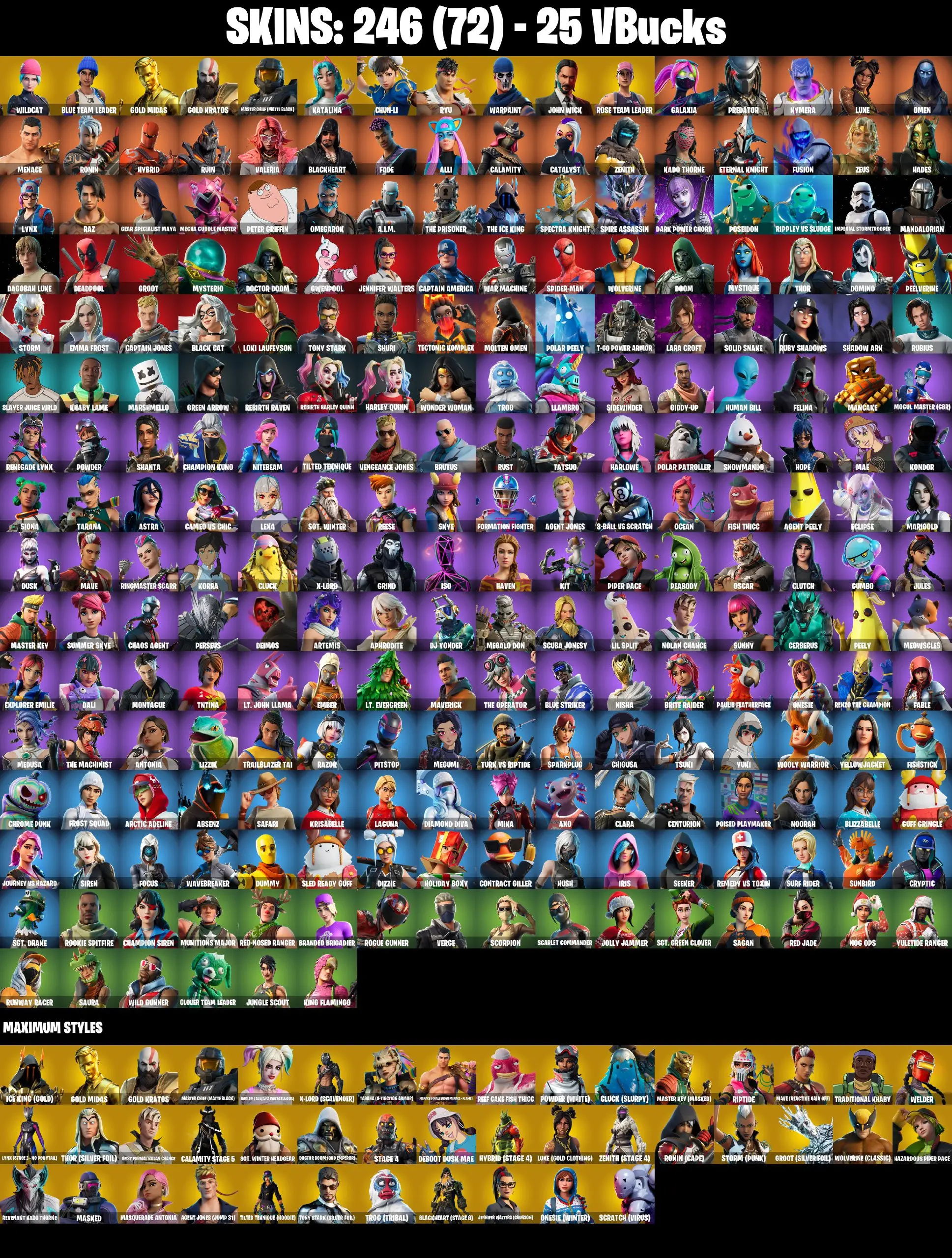 (PC) 25 VB) 246 SKINS / WILDCAT / BLUE TEAM LEADER / MERRY MINT AXE ...