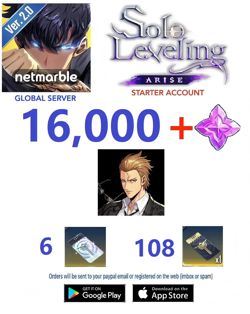 [Global] 16000+ Essence Stones + 6+ Rate Up Draw + 108+ Custom Draw ...
