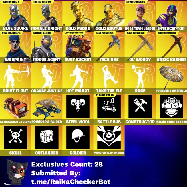[PC/XBOX] 142 SKINS | OG STW | BLUE SQUIRE | ROYALE KNIGHT | GOLD MIDAS ...