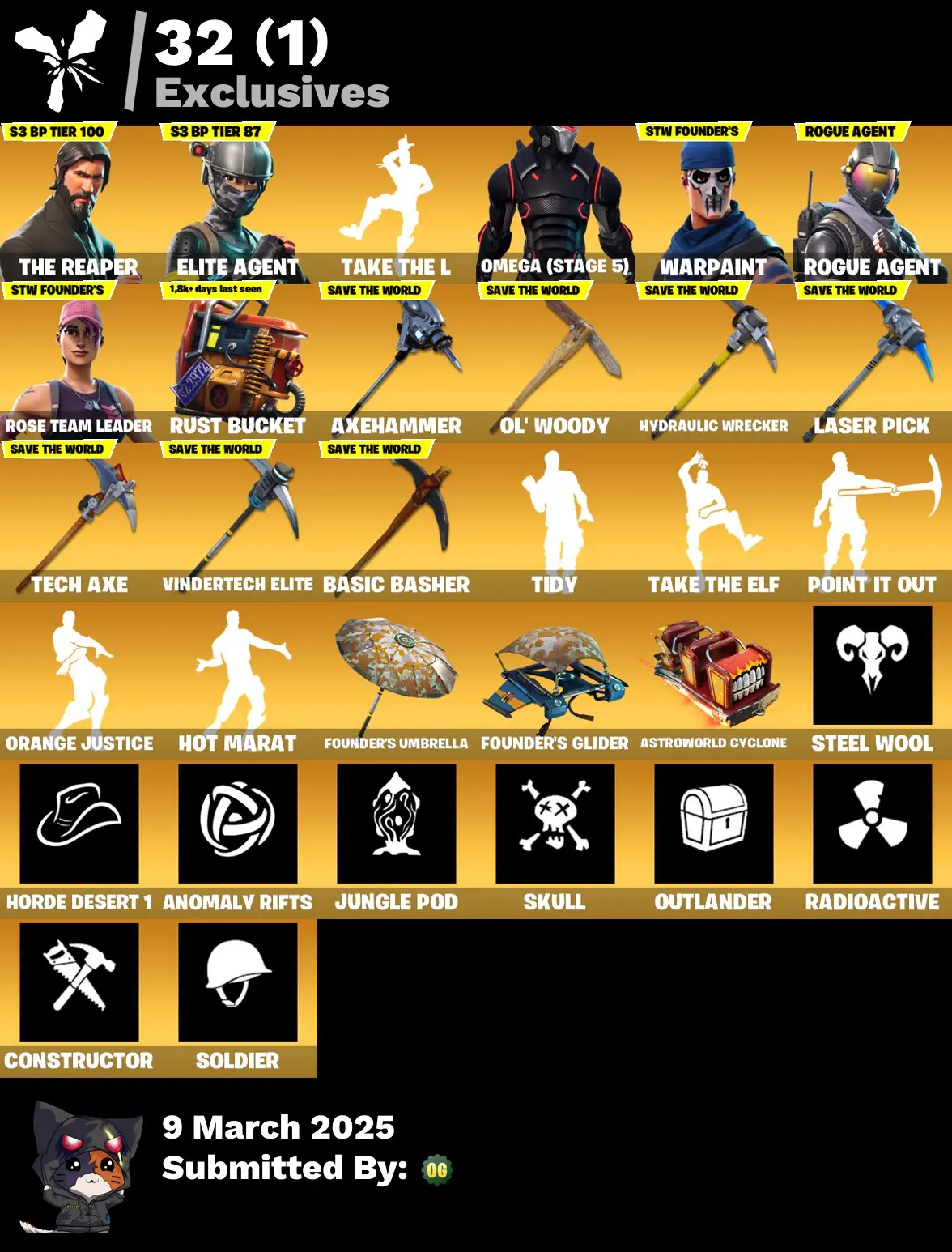 [PC]|FULL ACCESS| 158 skins | OG STW | The Reaper | Elite Agent | Take ...