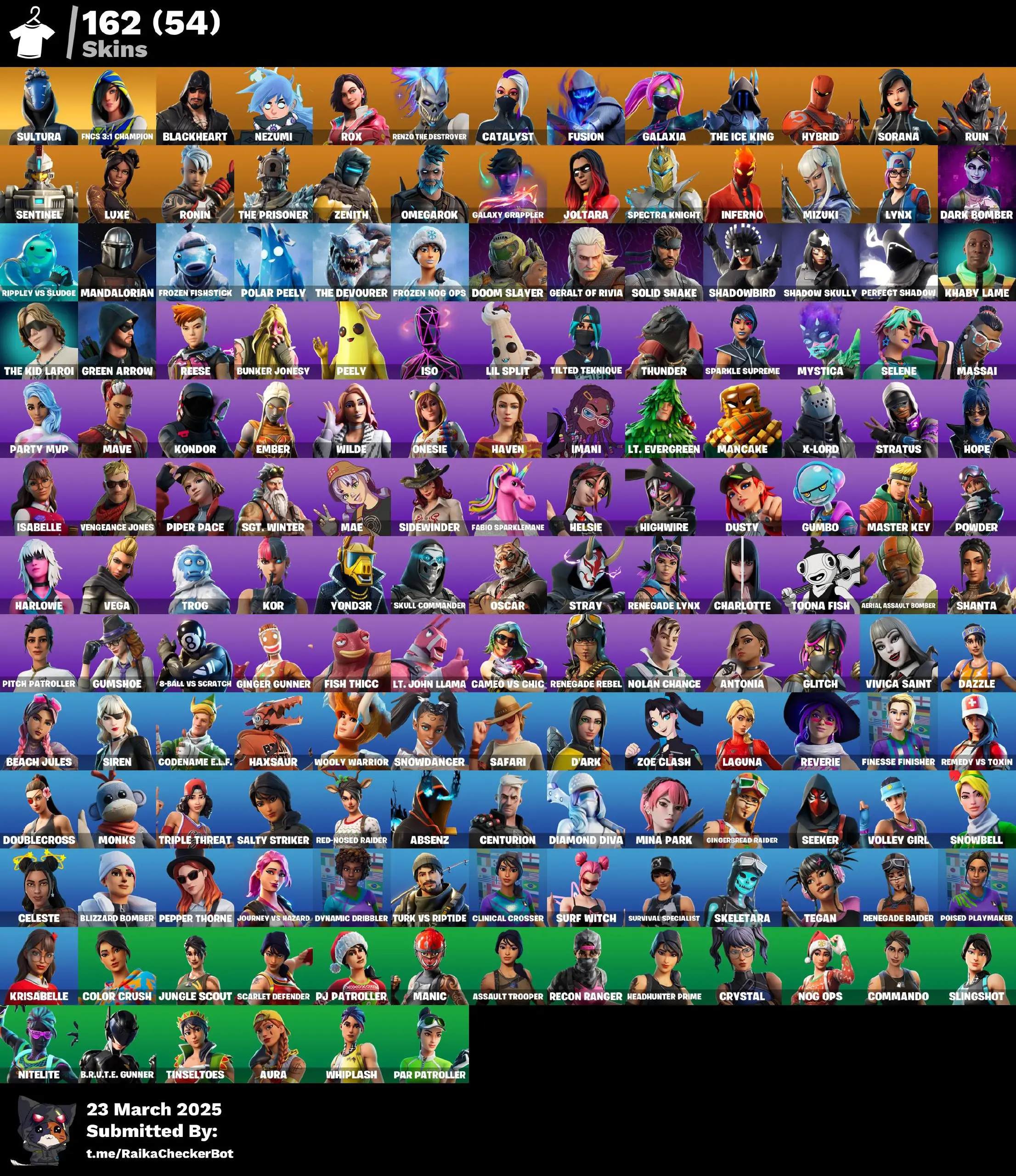 162 Skins | Renegade Raider | Sultura | FNCS 3:1 Champion | Ronin ...