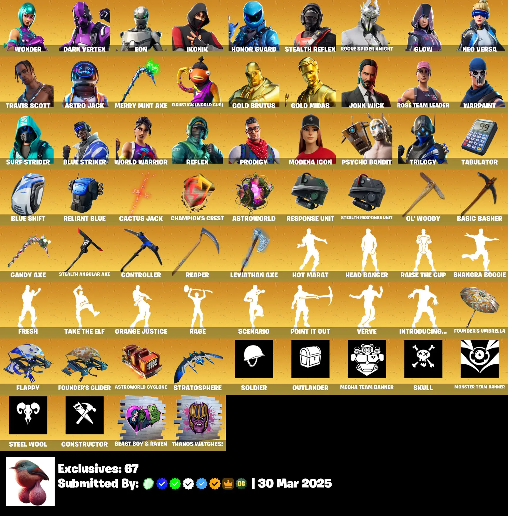 [PC] 325 skins | OG STW | Wonder | Dark Vertex | Eon | IKONIK | Honor ...