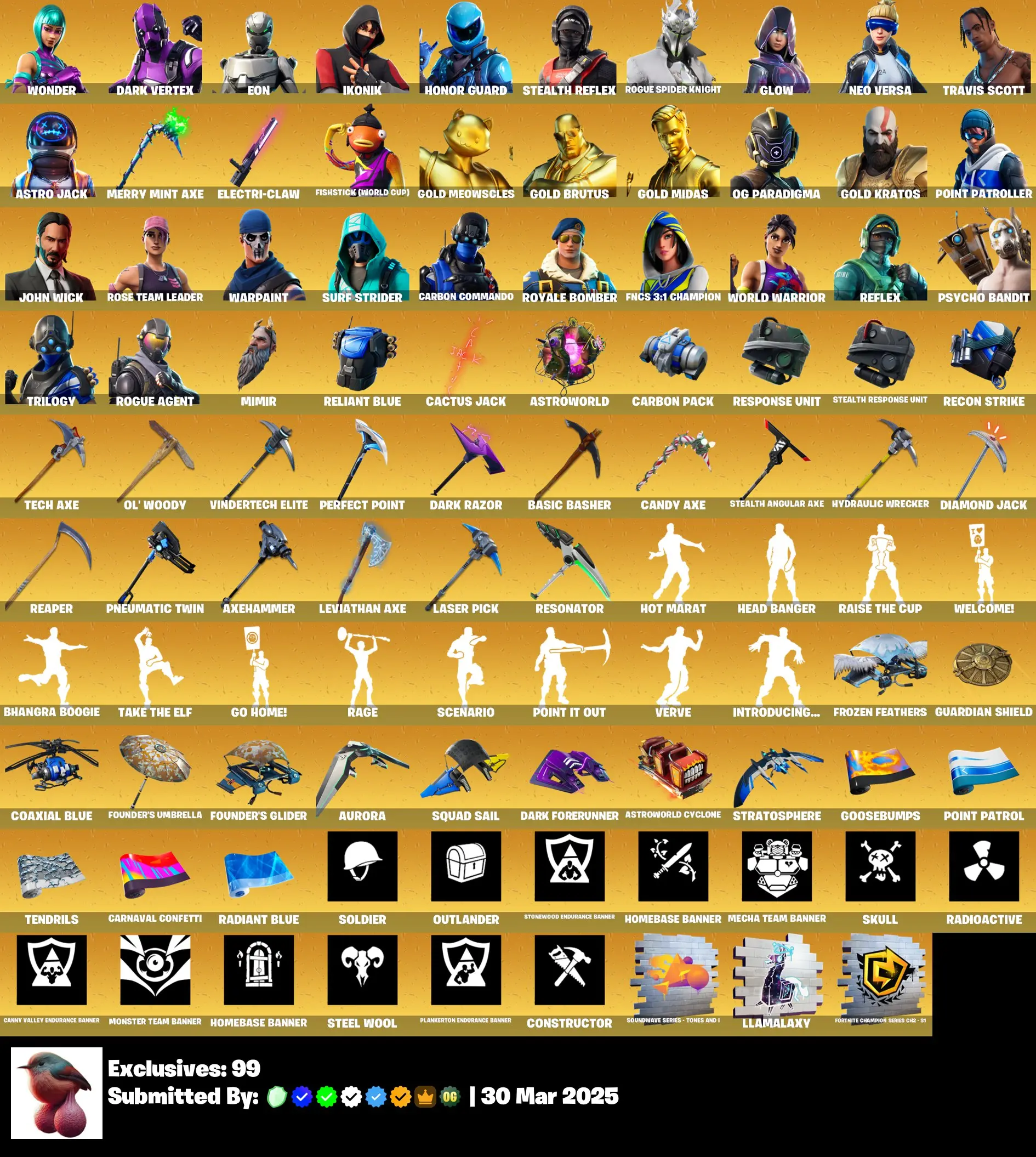 [PC]399 skins | OG STW | Wonder | Dark Vertex | Eon | IKONIK | Honor ...