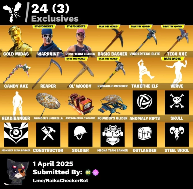 [PC] 78 skins | OG STW | Gold Midas | Rox | Blackheart | Hybrid ...