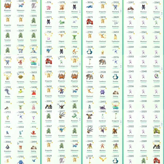 lvl39,have 144 Legendary,62 Shiny,have 34 Mewtwo,3 Armored Mewtwo,2 ...