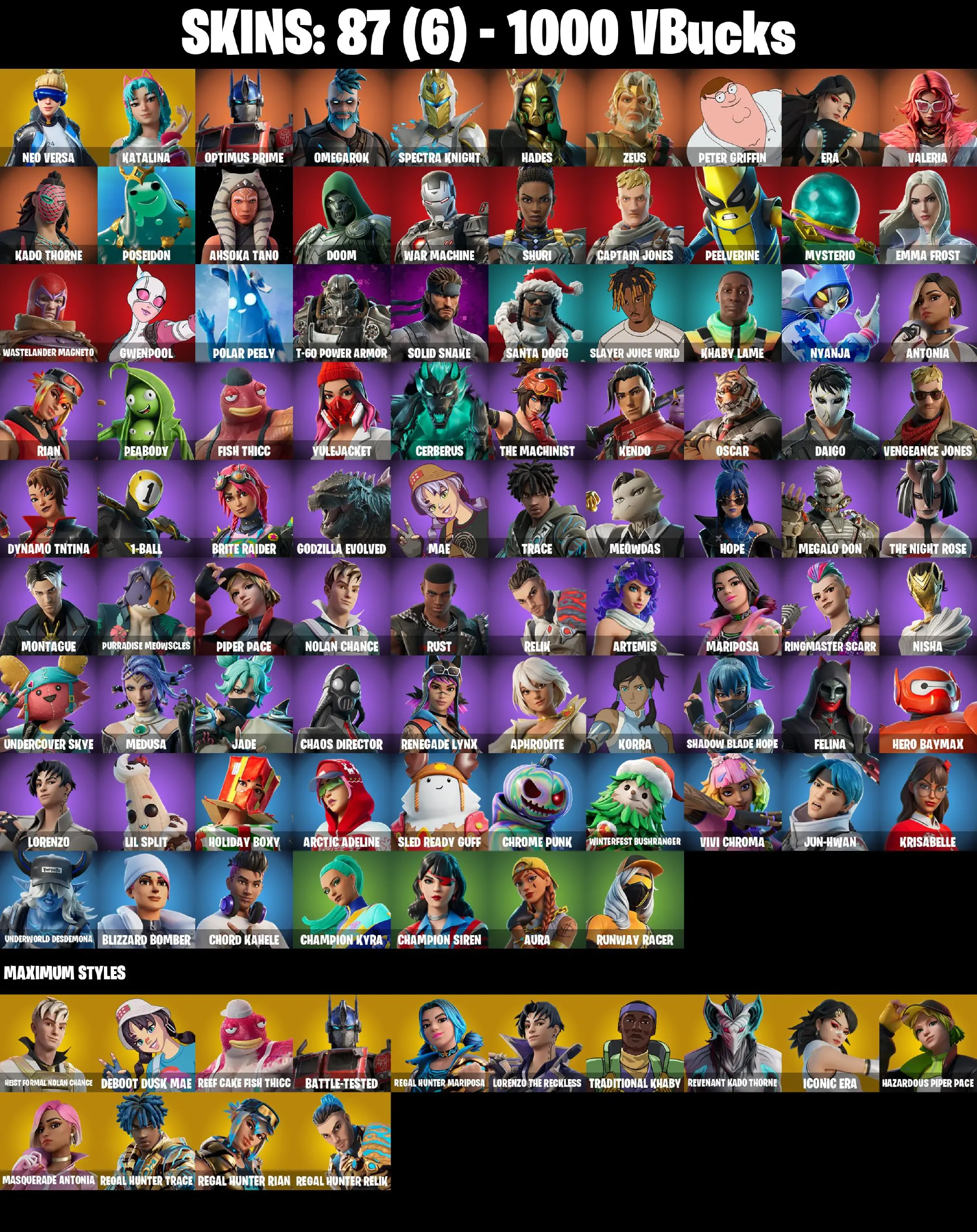[PC/PSN/XBOX] 1000 VB) 87 SKINS / NEO VERSA / KATALINA / VALERIA ...