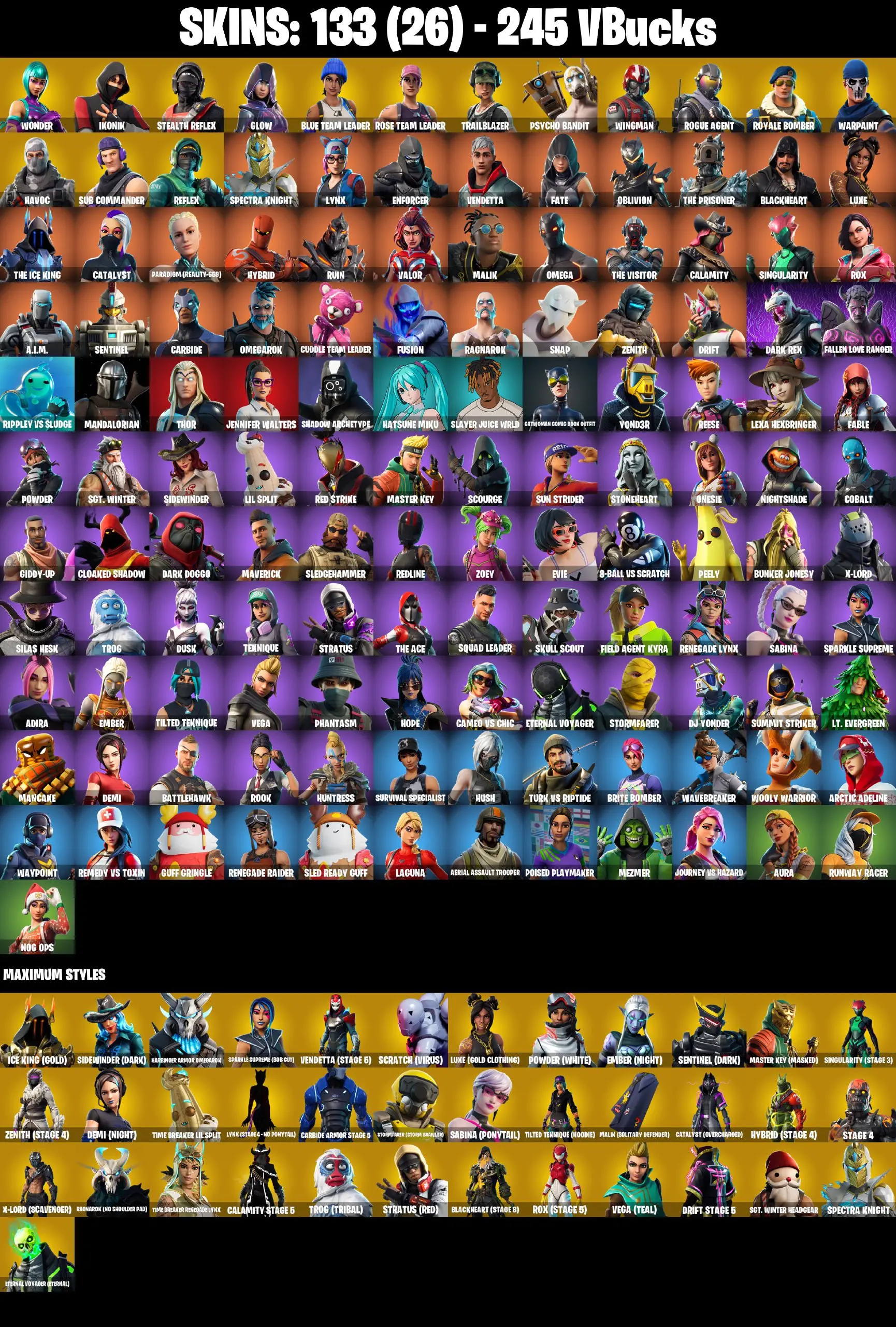 (PC/PSN) 245 VB) 133 SKINS / WONDER / IKONIK / STEALTH REFLEX / GLOW ...